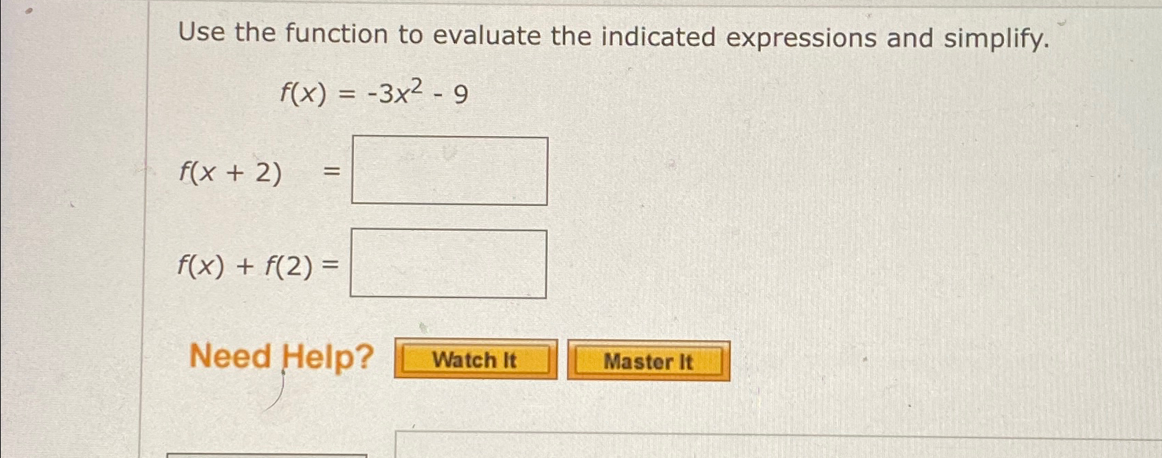Solved Use the function to evaluate the indicated | Chegg.com