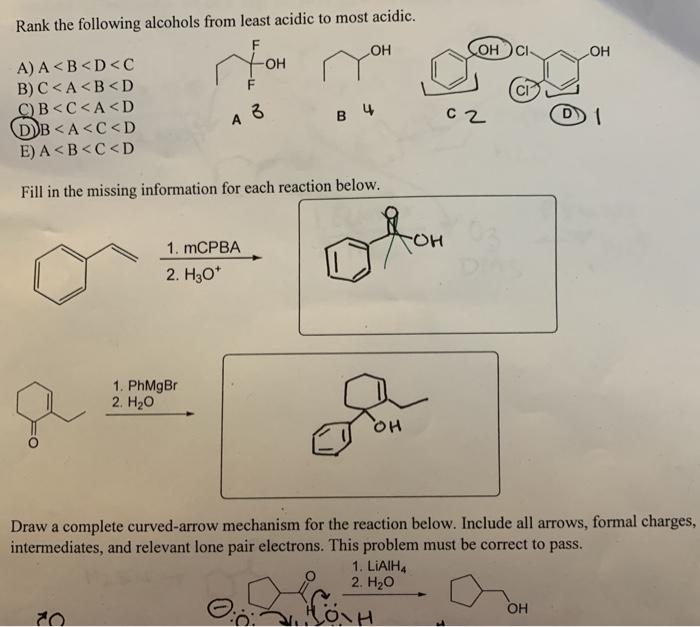 Solved Rank the following alcohols from least acidic to most | Chegg.com Solved Rank the following alcohols from least acidic to most | Chegg.com