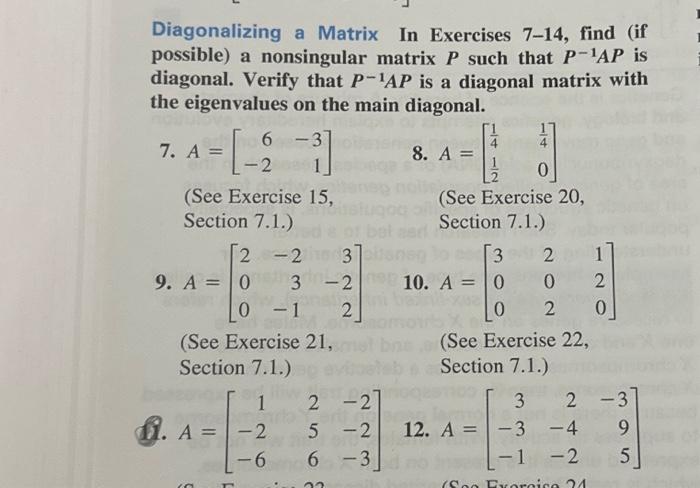 Solved Diagonalizing a Matrix In Exercises 7-14, find (if | Chegg.com