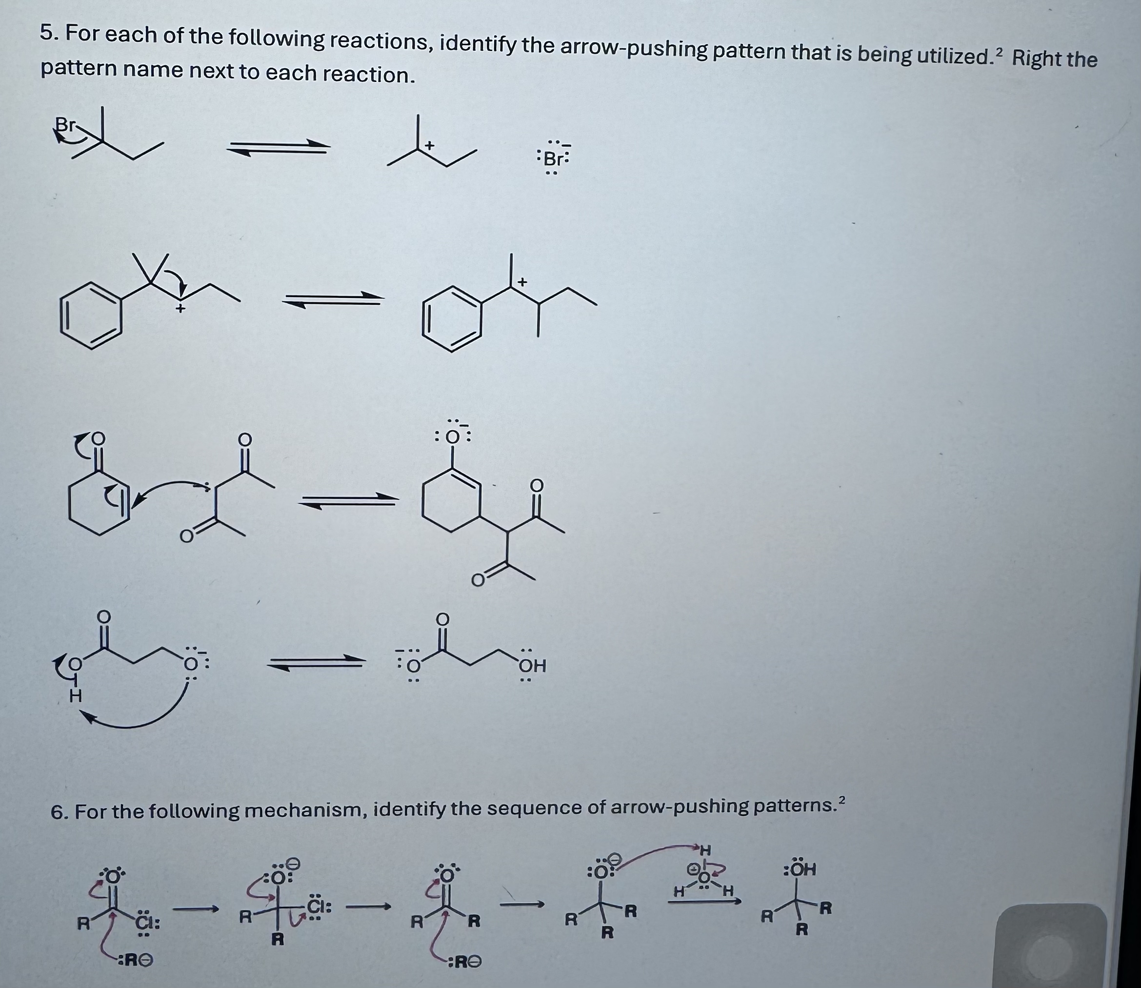 Solved For each of the following reactions, identify the | Chegg.com