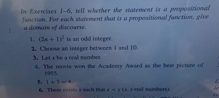Solved In Exercises 1-6, tell whether the statement is a | Chegg.com