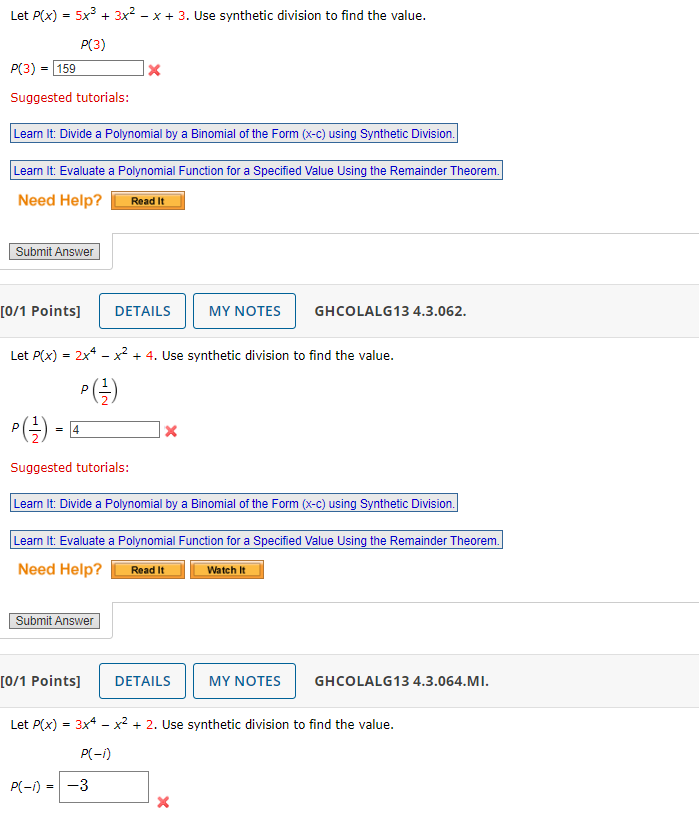 Solved 1-Let P(x)=5x3+3x2-x+3. Use synthetic division to | Chegg.com Solved 1-Let P(x)=5x3+3x2-x+3. Use synthetic division to | Chegg.com