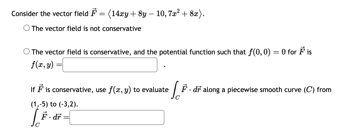 Solved Consider the vector field | Chegg.com