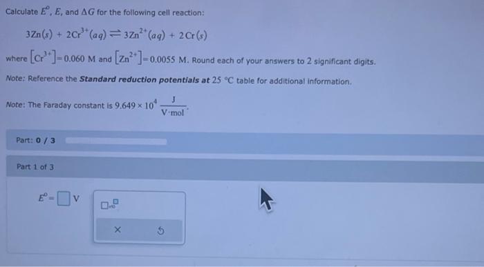Solved Calculate E0,E, and ΔG for the following cell | Chegg.com