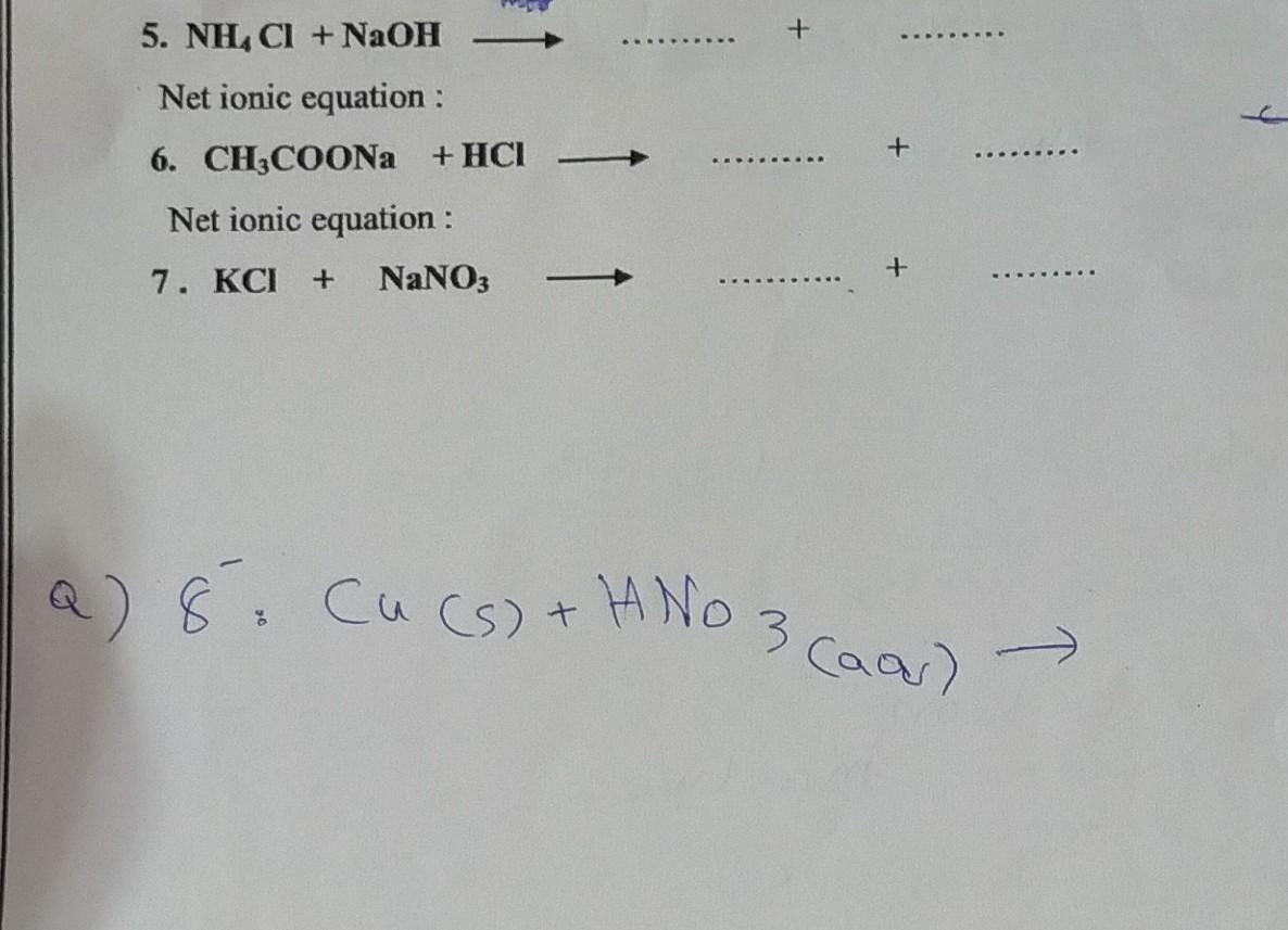 Solved 2. CuSO4+BaCl2 Pet …….+……. 3. Na2CO3+HCl Nat Net | Chegg.com