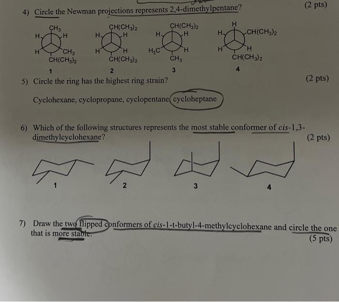 Solved 4) Circle the Newman projections represents | Chegg.com