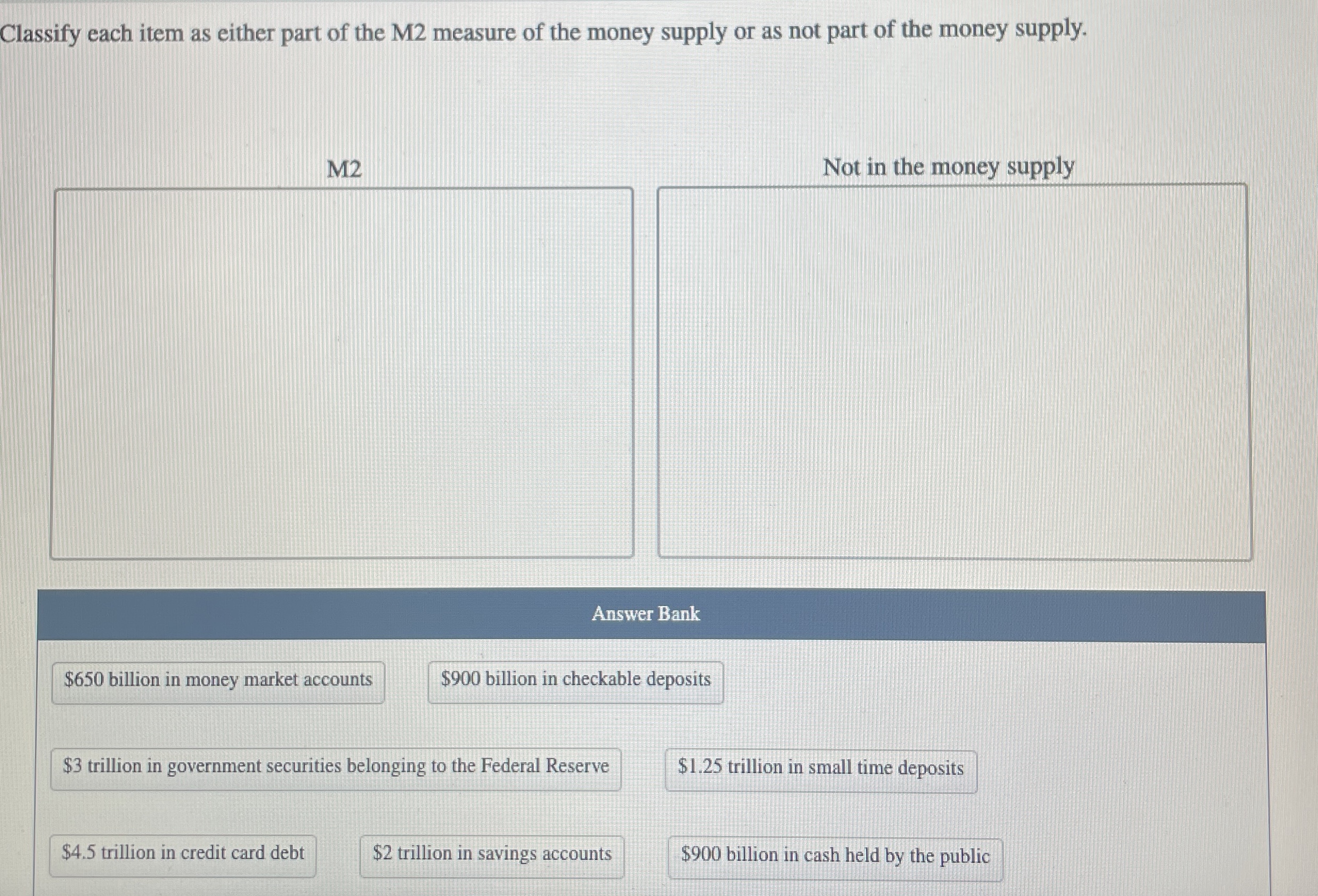 Solved Classify each item as either part of the M2 ﻿measure | Chegg.com