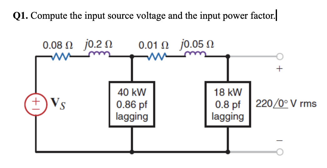 Q1. ﻿Compute the input source voltage and the input | Chegg.com