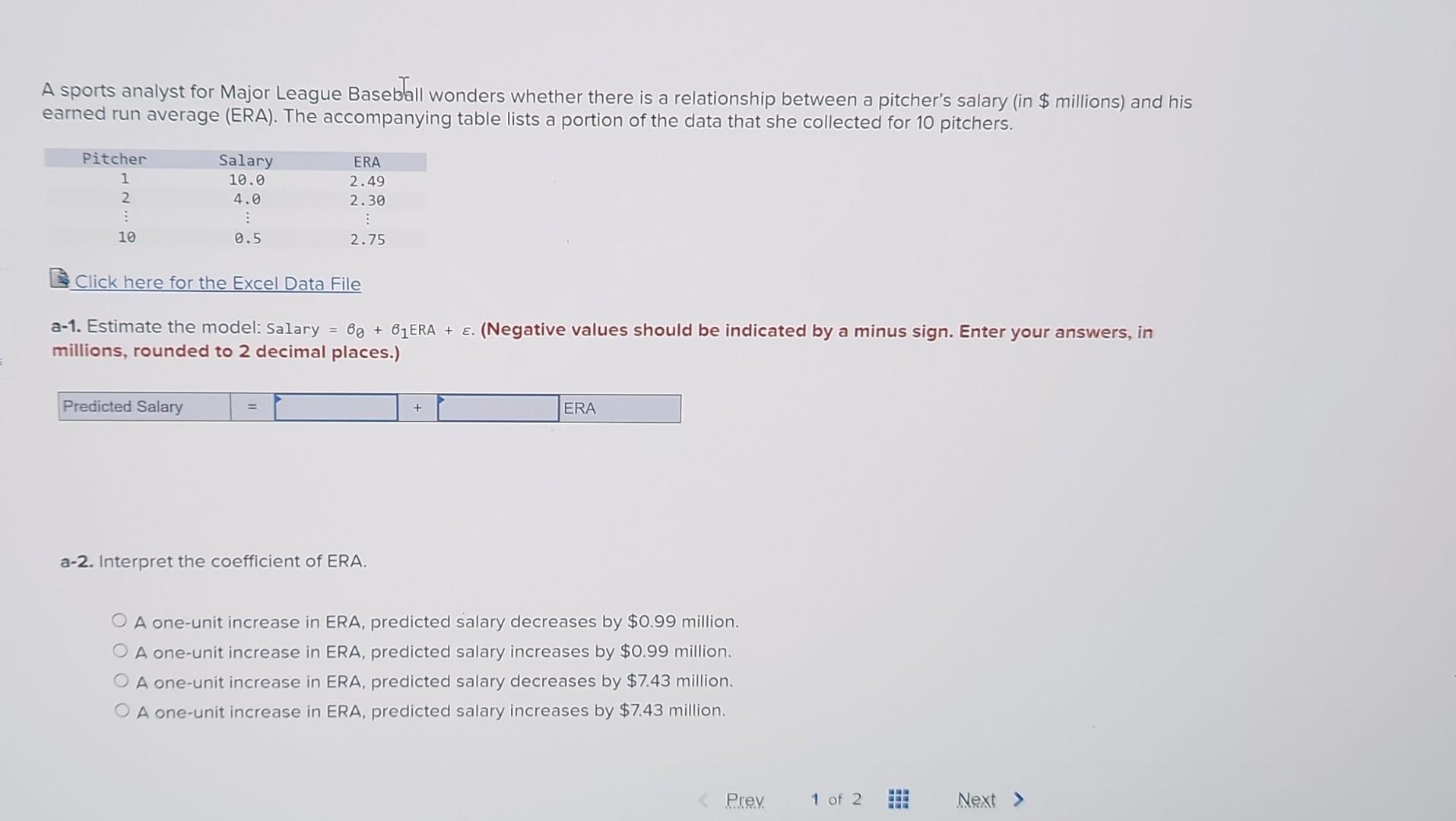 Solved A sports analyst for Major League Baseball wonders | Chegg.com