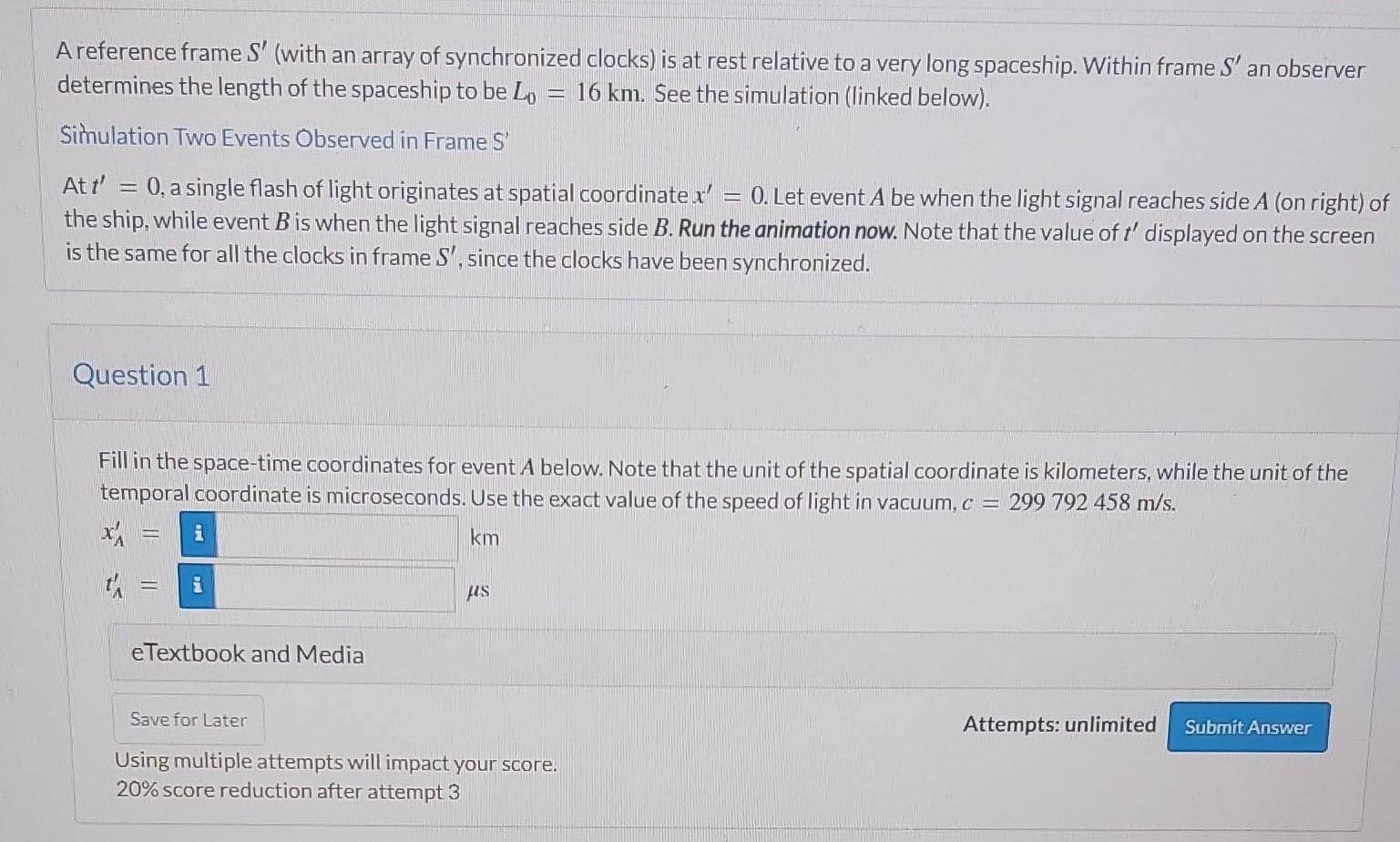 Solved A reference frame S′ (with an array of synchronized | Chegg.com