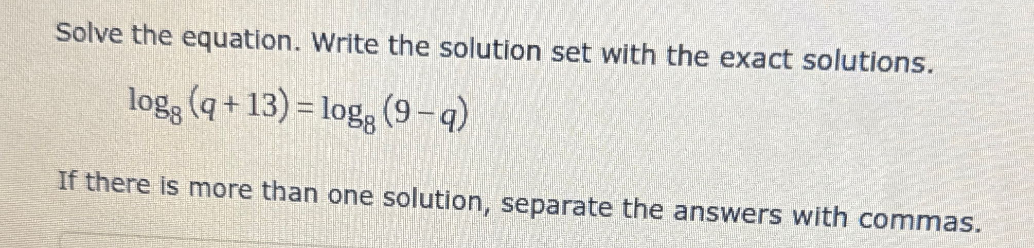 Solved Solve the equation. Write the solution set with the | Chegg.com