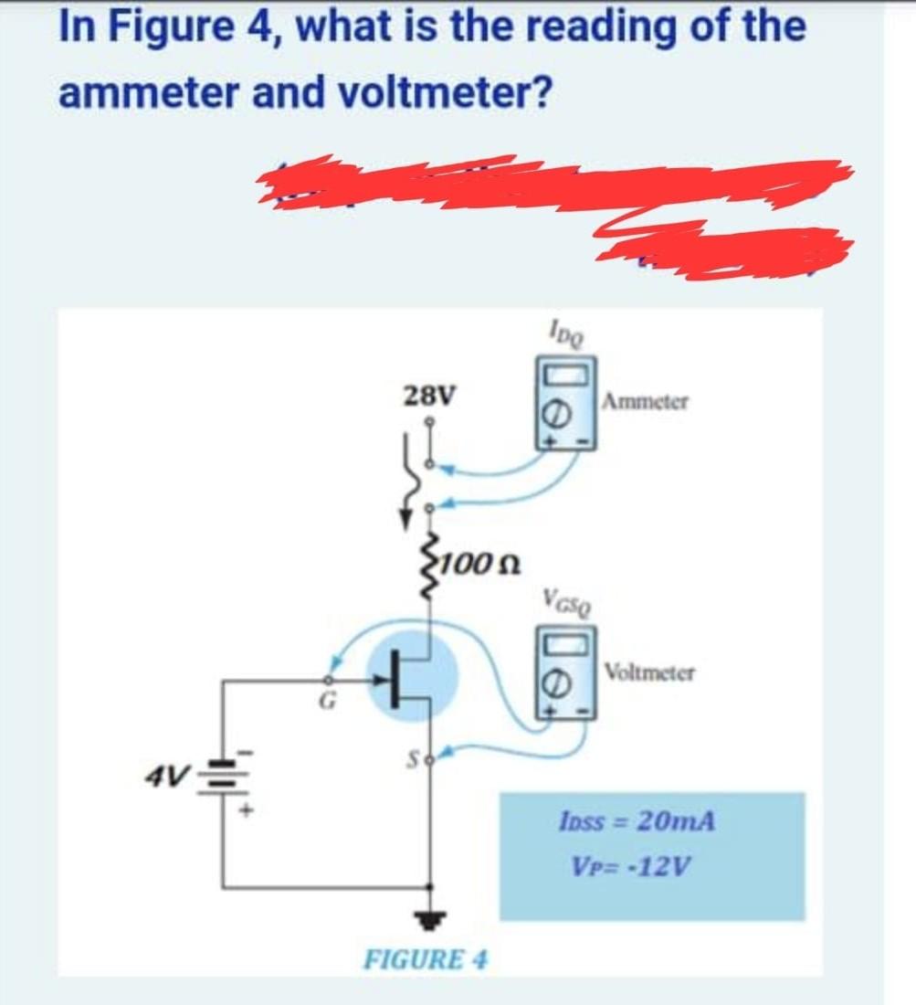Solved In Figure 4, what is the reading of the ammeter and | Chegg.com