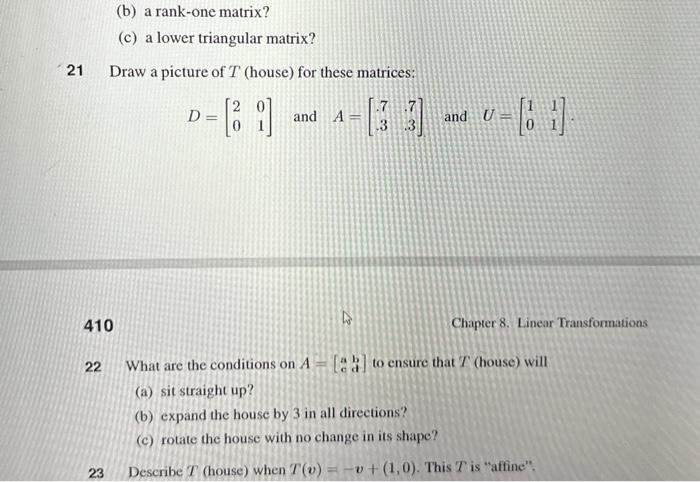 Solved (b) a rank-one matrix? (c) a lower triangular matrix? | Chegg.com