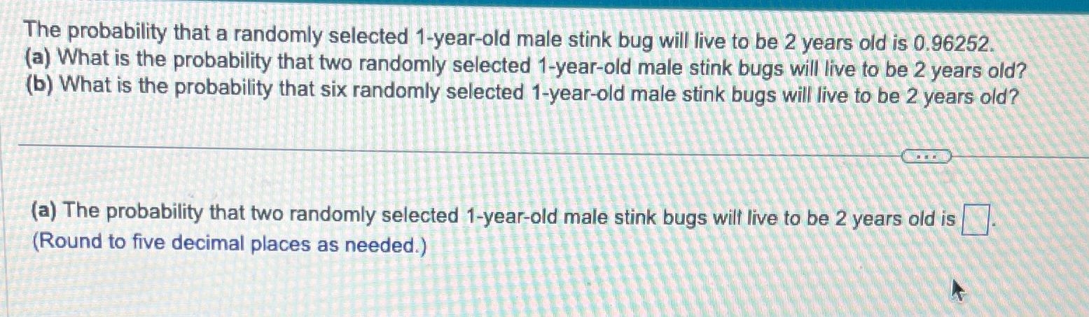 Solved The probability that a randomly selected 1 -year-old | Chegg.com
