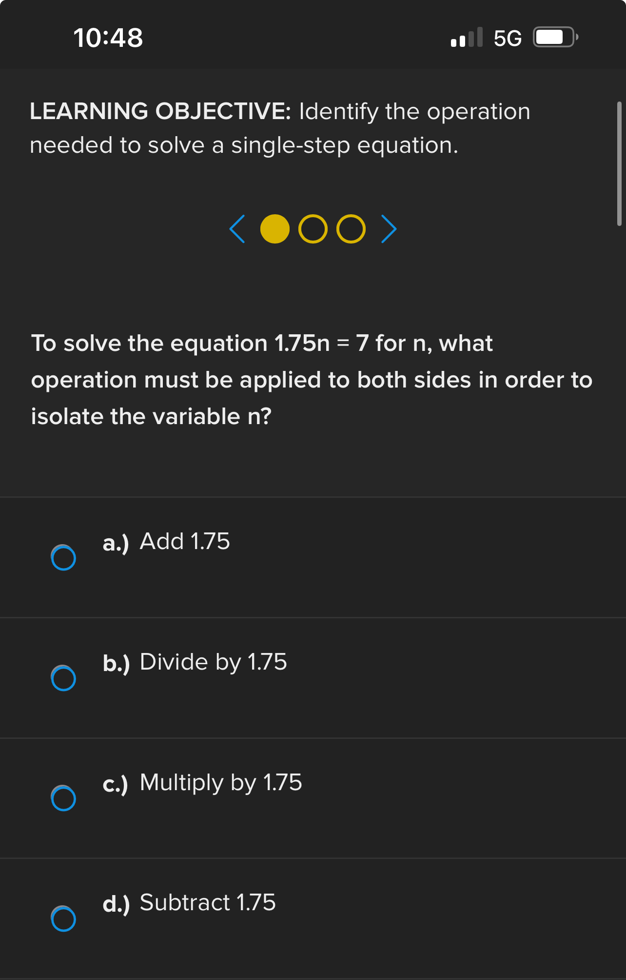 Solved 10:485GLEARNING OBJECTIVE: Identify the operation | Chegg.com