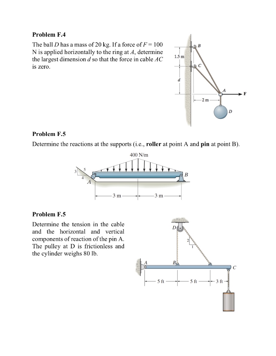 Solved Problem F. 4The ball D ﻿has a mass of 20 ﻿kg . ﻿If a | Chegg.com