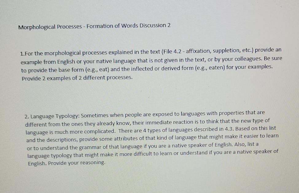 Morphological Processes - Formation of Words | Chegg.com