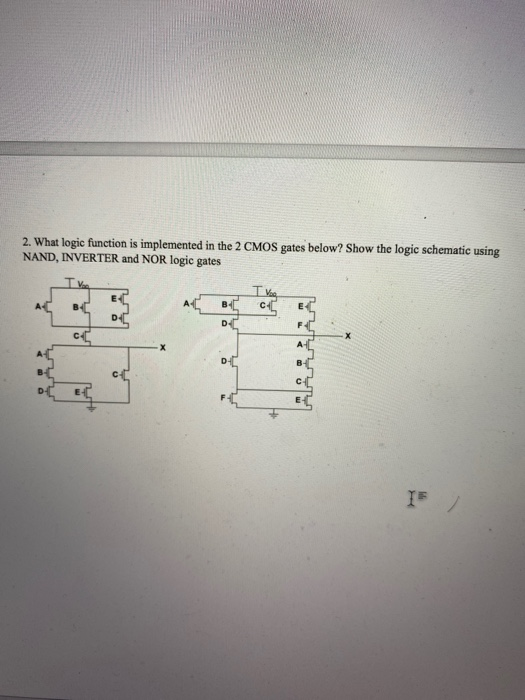Solved 2. What logic function is implemented in the 2 CMOS | Chegg.com