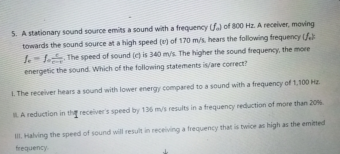 Solved A stationary sound source emits a sound with a | Chegg.com