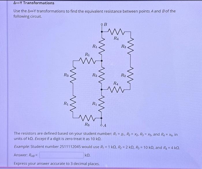 Solved Use the Δ⇔Y transformations to find the equivalent | Chegg.com