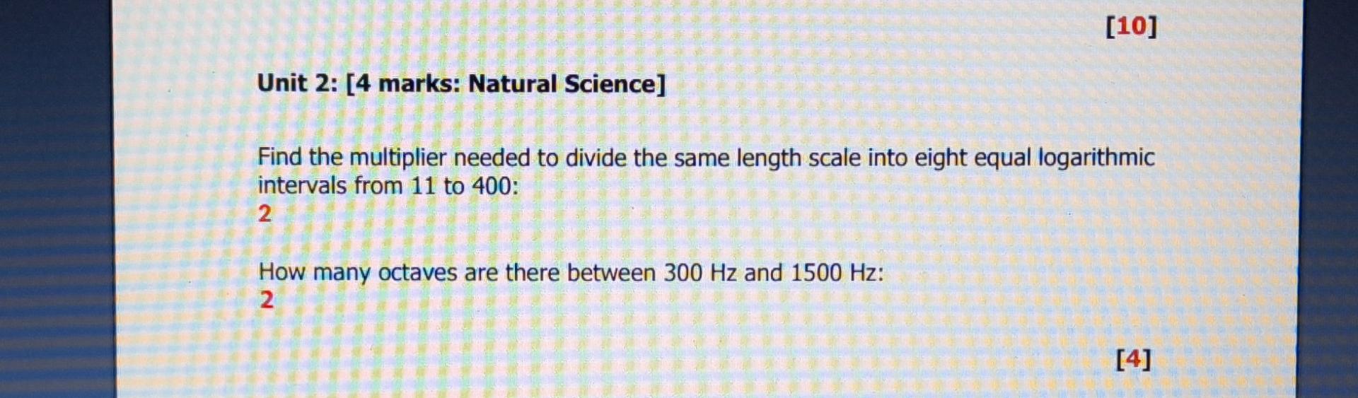 Solved [10] Unit 2: [4 marks: Natural Science] Find the | Chegg.com