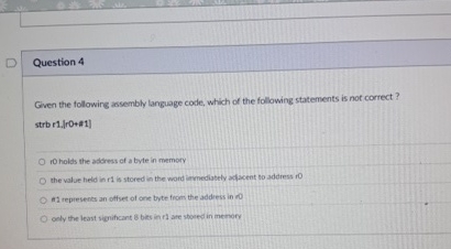 Solved Question 4Given the following assembly language code, | Chegg.com