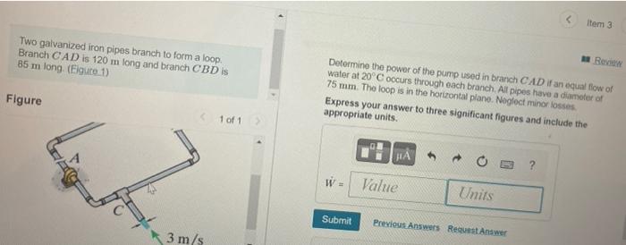 Solved Two galvanized iron pipes branch to form a loop. | Chegg.com