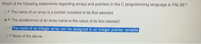Solved Which of the following statements regarding arrays | Chegg.com