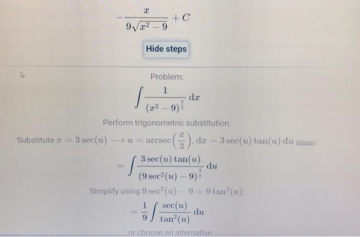 Solved Calculus 2 problem. Stuck on a trig identity step | Chegg.com
