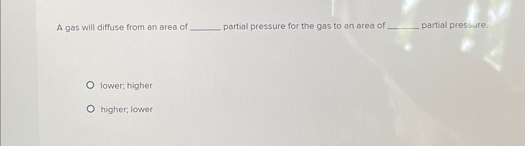 Solved A gas will diffuse from an area of ﻿partial | Chegg.com