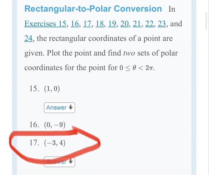 Solved Rectangular-to-Polar Conversion In Exercises 15, 16, | Chegg.com