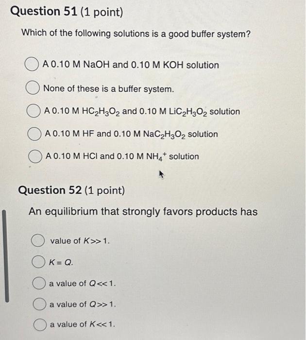 Solved Which of the following solutions is a good buffer | Chegg.com