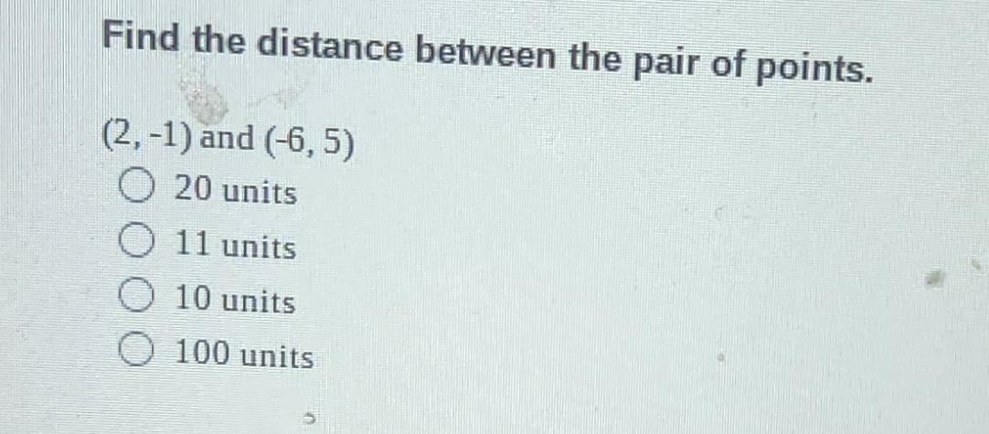 Solved Find the distance between the pair of points. | Chegg.com