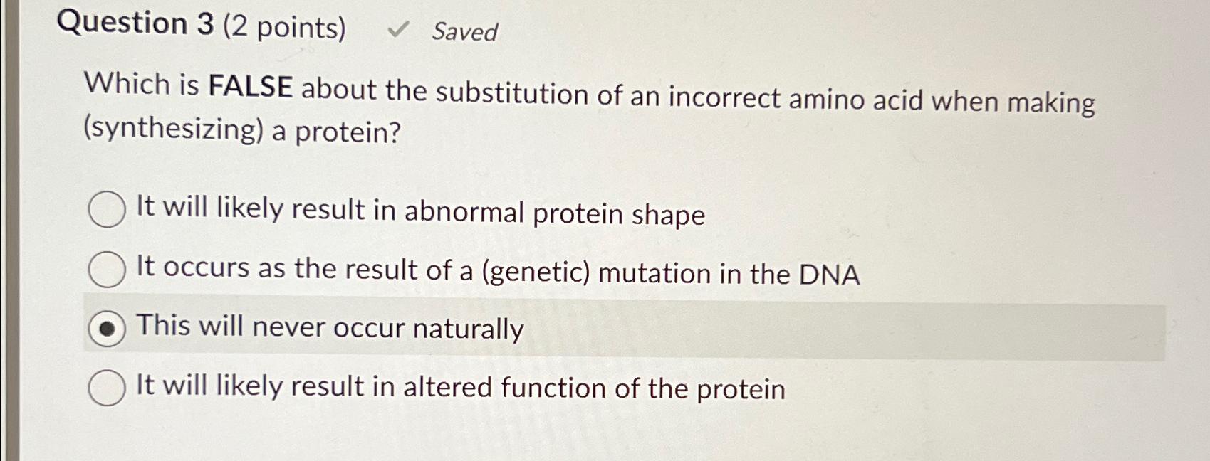 Solved Question 3 (2 points) SavedWhich is FALSE about | Chegg.com Solved Question 3 (2 points) SavedWhich is FALSE about | Chegg.com