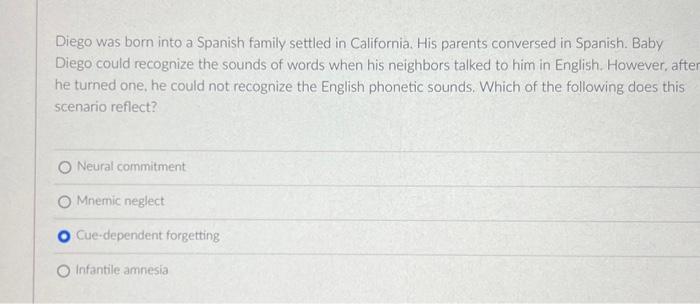 Solved Diego was born into a Spanish family settled in | Chegg.com