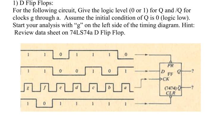 Solved 1) D Flip Flops: For the following circuit, Give the | Chegg.com