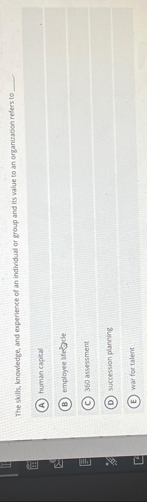 Solved The skills, knowledge, and experience of an | Chegg.com