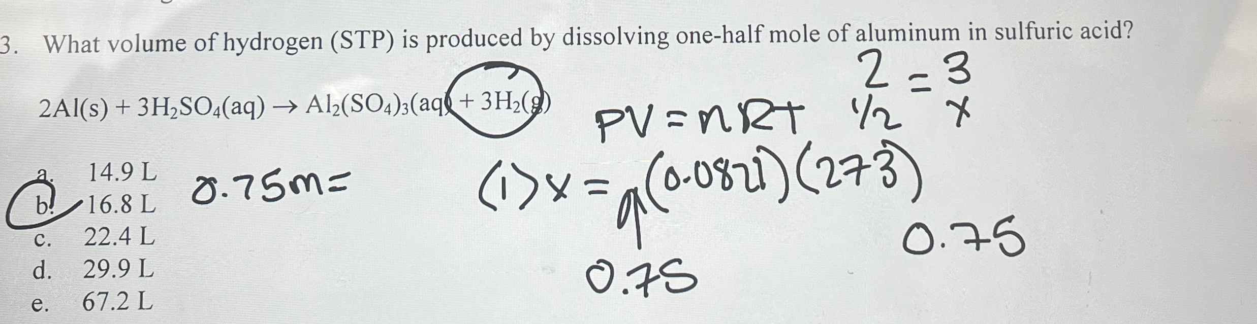 Solved What volume of hydrogen (STP) ﻿is produced by | Chegg.com
