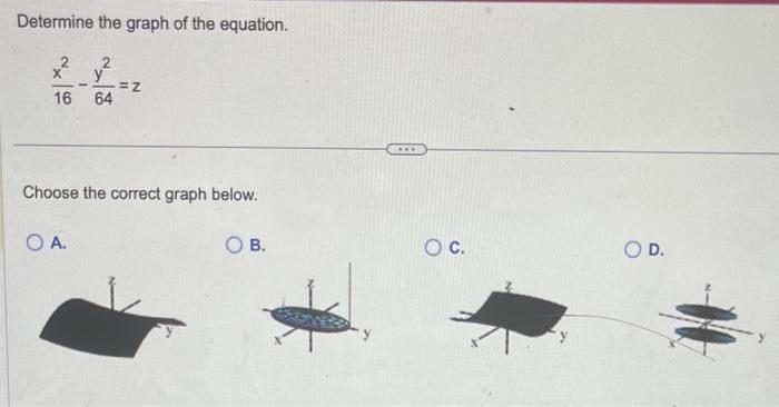 Solved Determine the graph of the equation. 16x2−64y2=z | Chegg.com