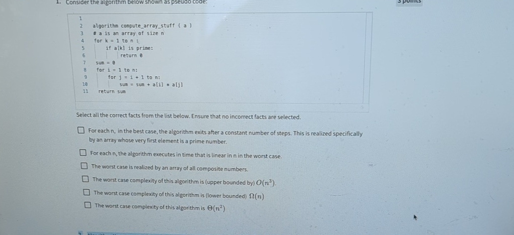 Solved Consider the algonthm below shown as pseudo | Chegg.com