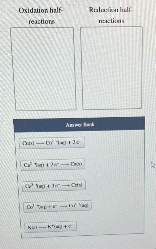 Solved Oxidation halfreactions Reduction halfreactionsAnswer | Chegg.com