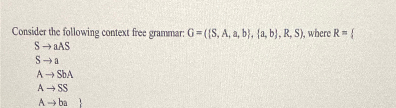 Solved Consider the following context free grammar: | Chegg.com