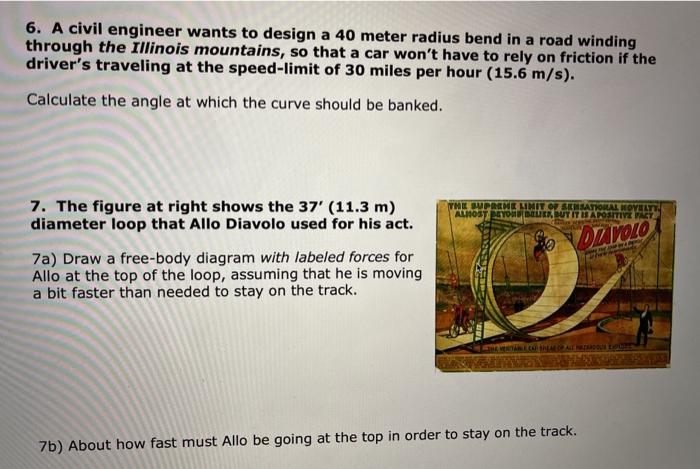 Solved 6. A civil engineer wants to design a 40 meter radius | Chegg.com