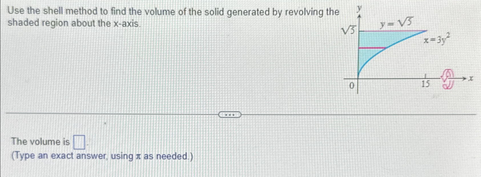 Solved Use the shell method to find the volume of the solid | Chegg.com