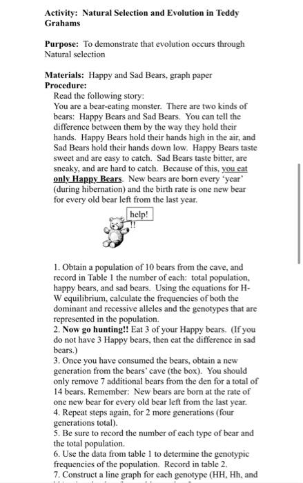 Activity: Natural Selection and Evolution in Teddy | Chegg.com