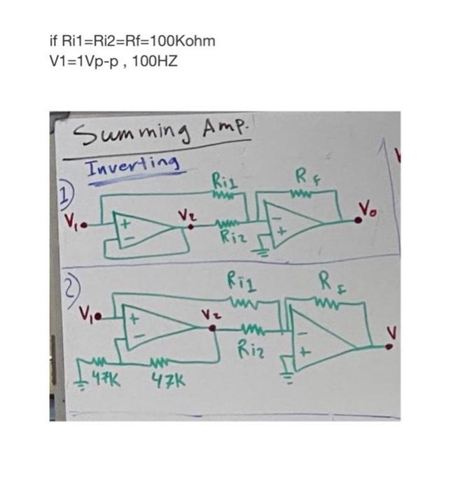 Solved USING OSCILLOSCOPE OF MULTISIM FIND V2 of both op-amp | Chegg.com