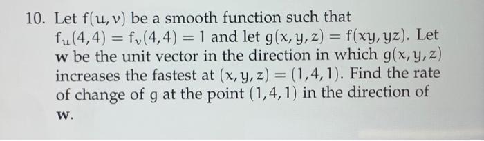 Solved 10. Let f(u,v) be a smooth function such that | Chegg.com