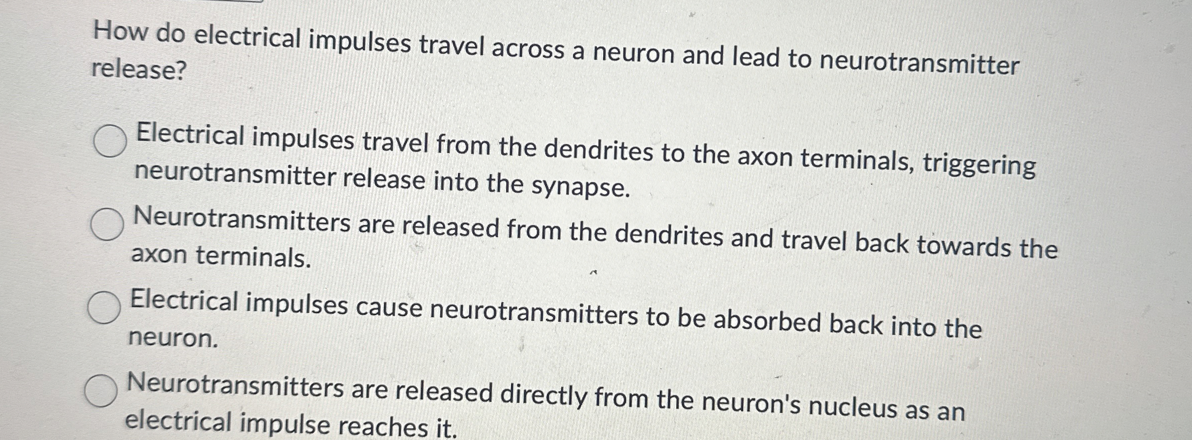 Solved How do electrical impulses travel across a neuron and | Chegg.com