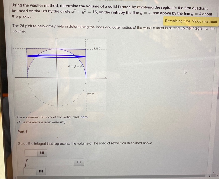Solved Using the washer method, determine the volume of a | Chegg.com