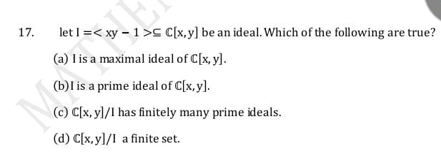 Solved let I=⊆C[x,y] ﻿be an ideal. Which of the following | Chegg.com